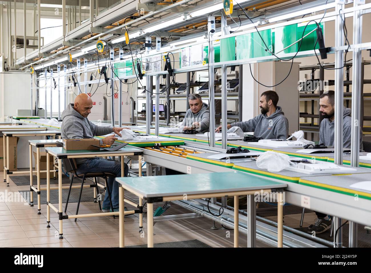 Photo of a large plant inside for assembling monoblocks for computers ...