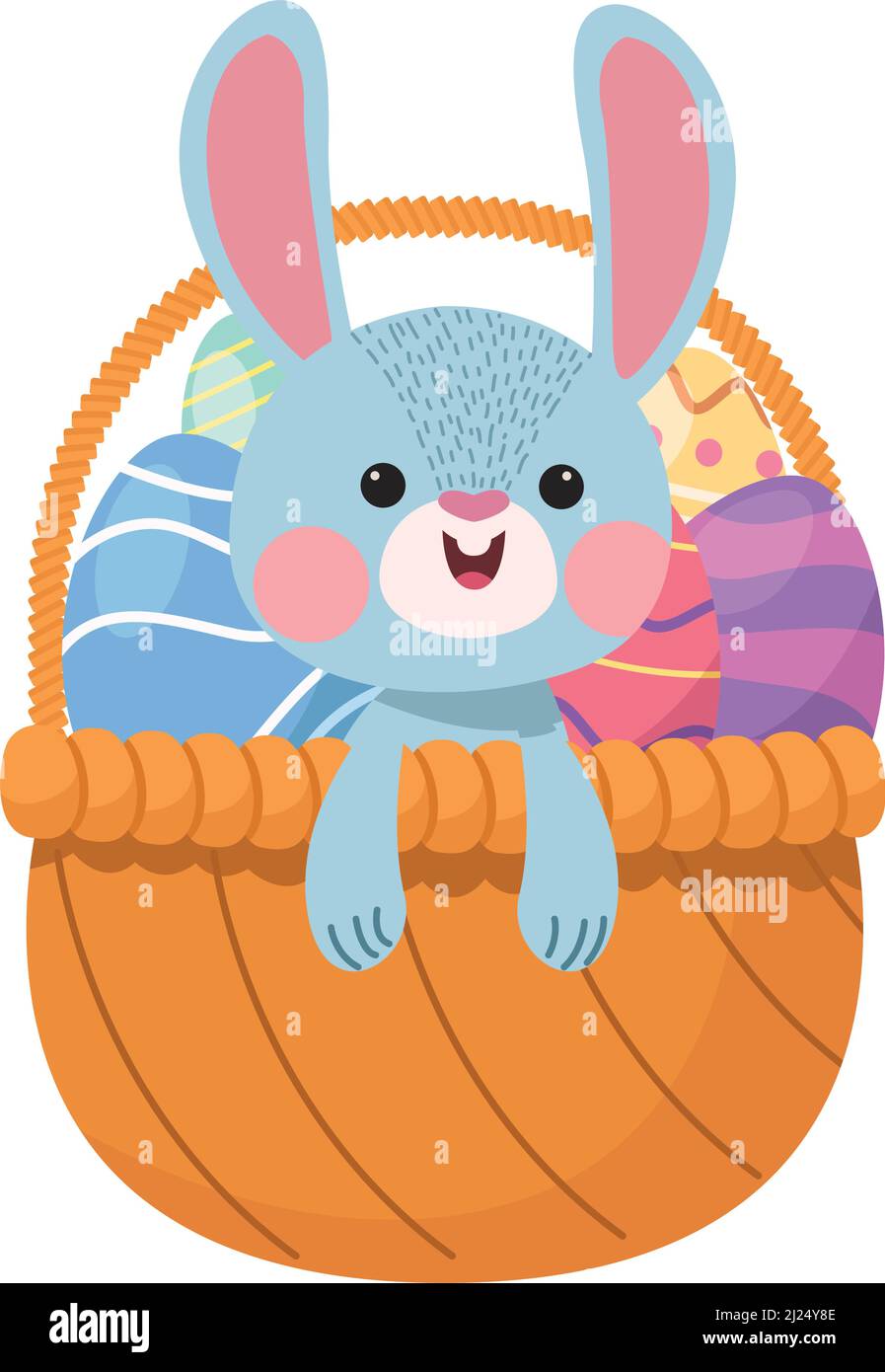 rabbit and easter eggs in basket Stock Vector Image & Art - Alamy