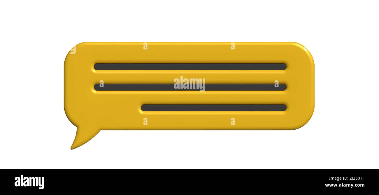 Yellow speech bubble 3d isolated on white. 3d vector Stock Vector Image ...