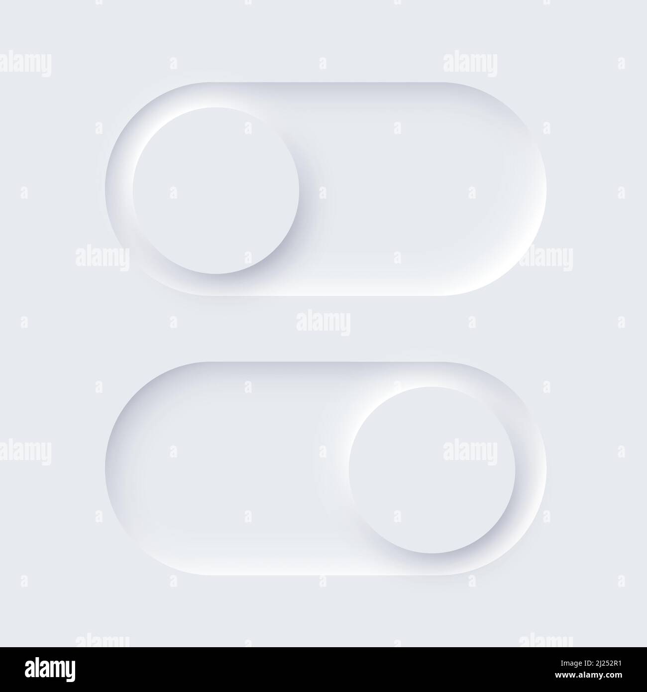 Neomorphism UI, slide bar set vector illustration. Neumorphic soft ...