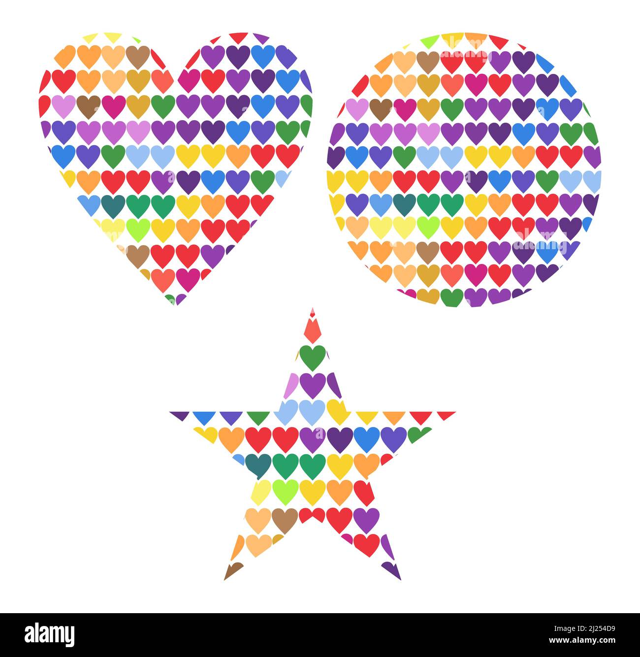 Multi color Heart With Star Heart Circle Shapes Stock Vector Image ...
