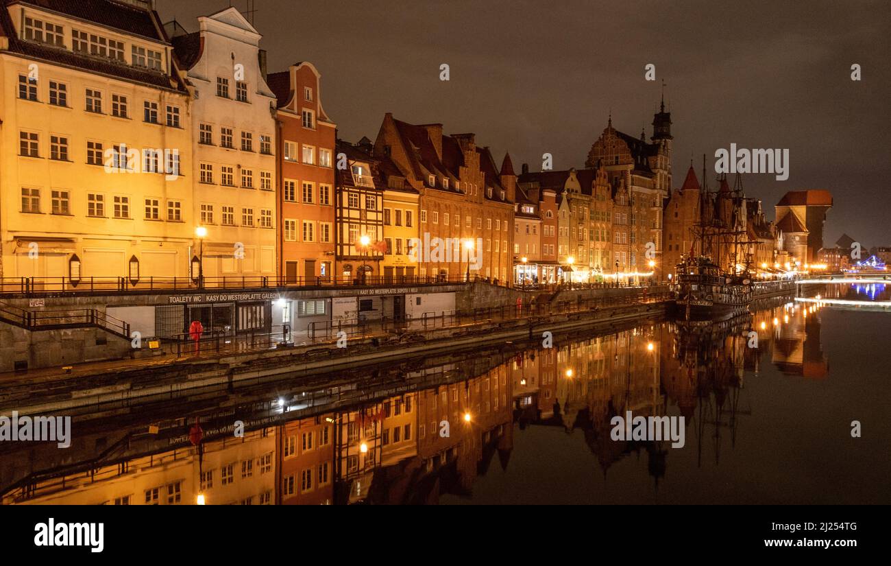 Gdansk Reflections at Night Stock Photo - Alamy