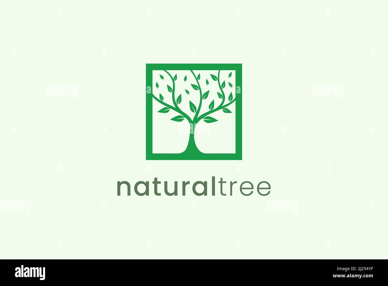 Simple modern tree logo template in square shape for nature business ...