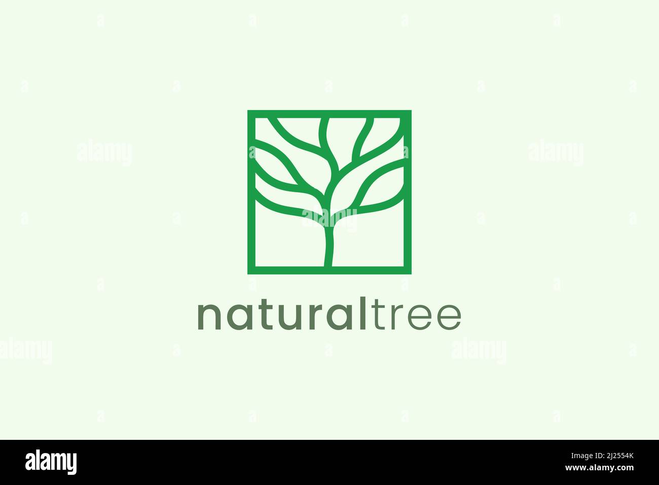 Simple modern tree logo template in square shape for nature business ...