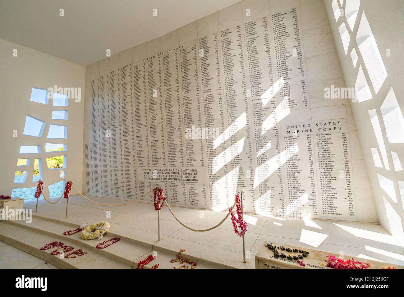 HAWAII, UNITED STATES - AUGUST 21, 2016: marble monument with US Navy ...