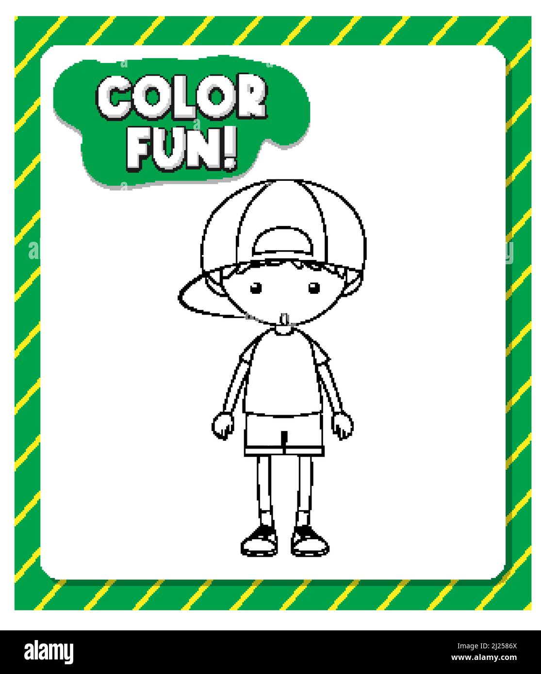 Worksheets template with color fun! text and boy outline illustration ...