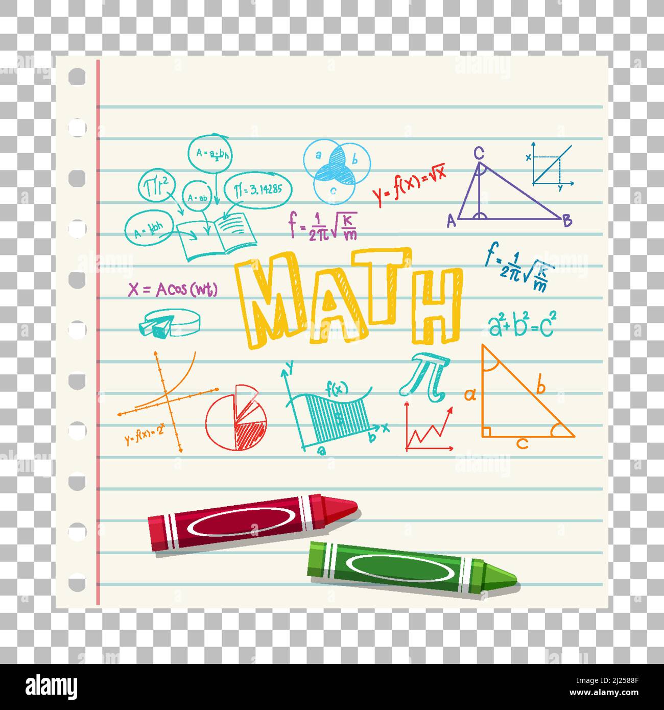 Doodle math formula with Mathematics font on notebook page illustration ...