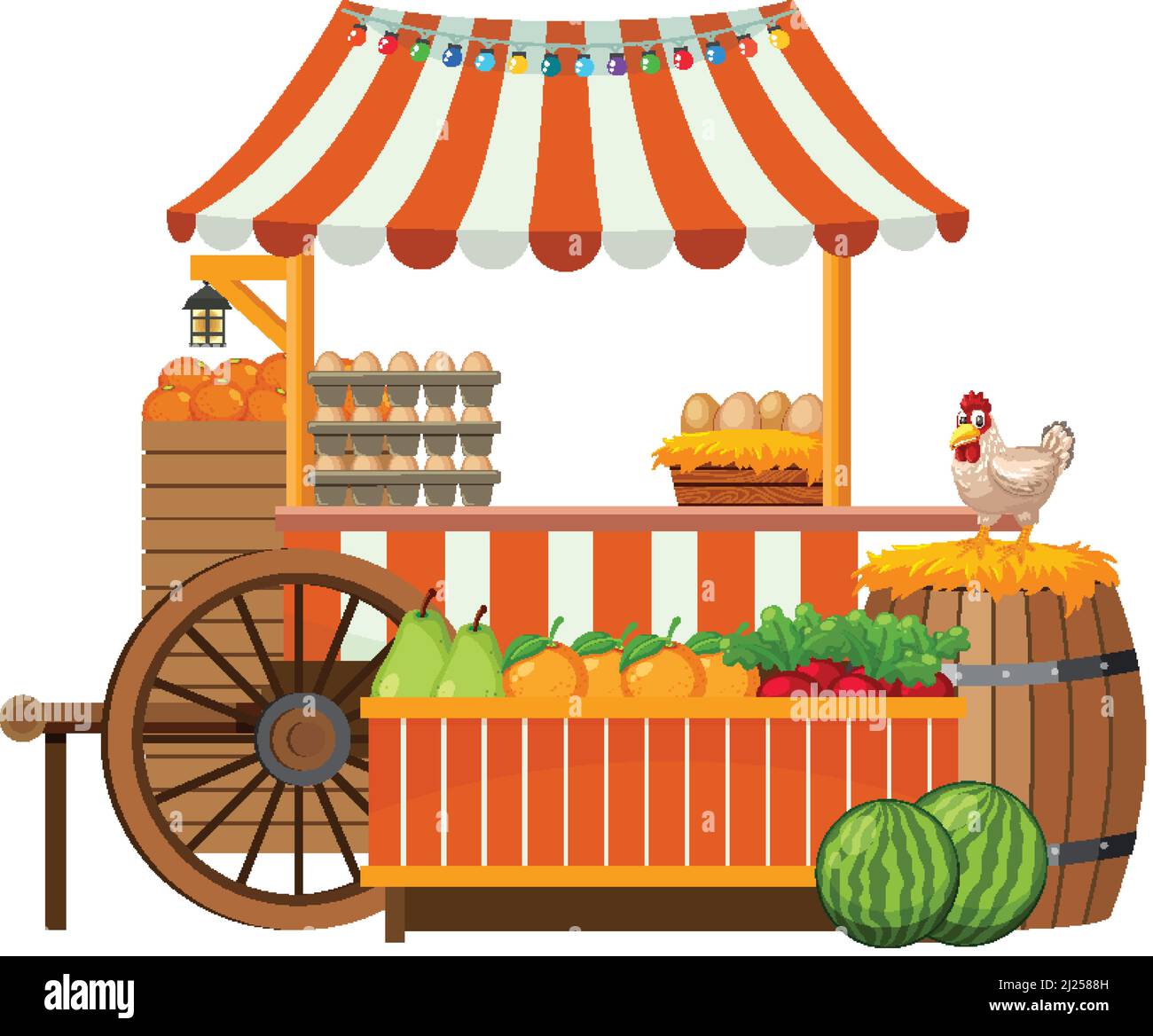 Flea market concept with fruit store illustration Stock Vector Image ...