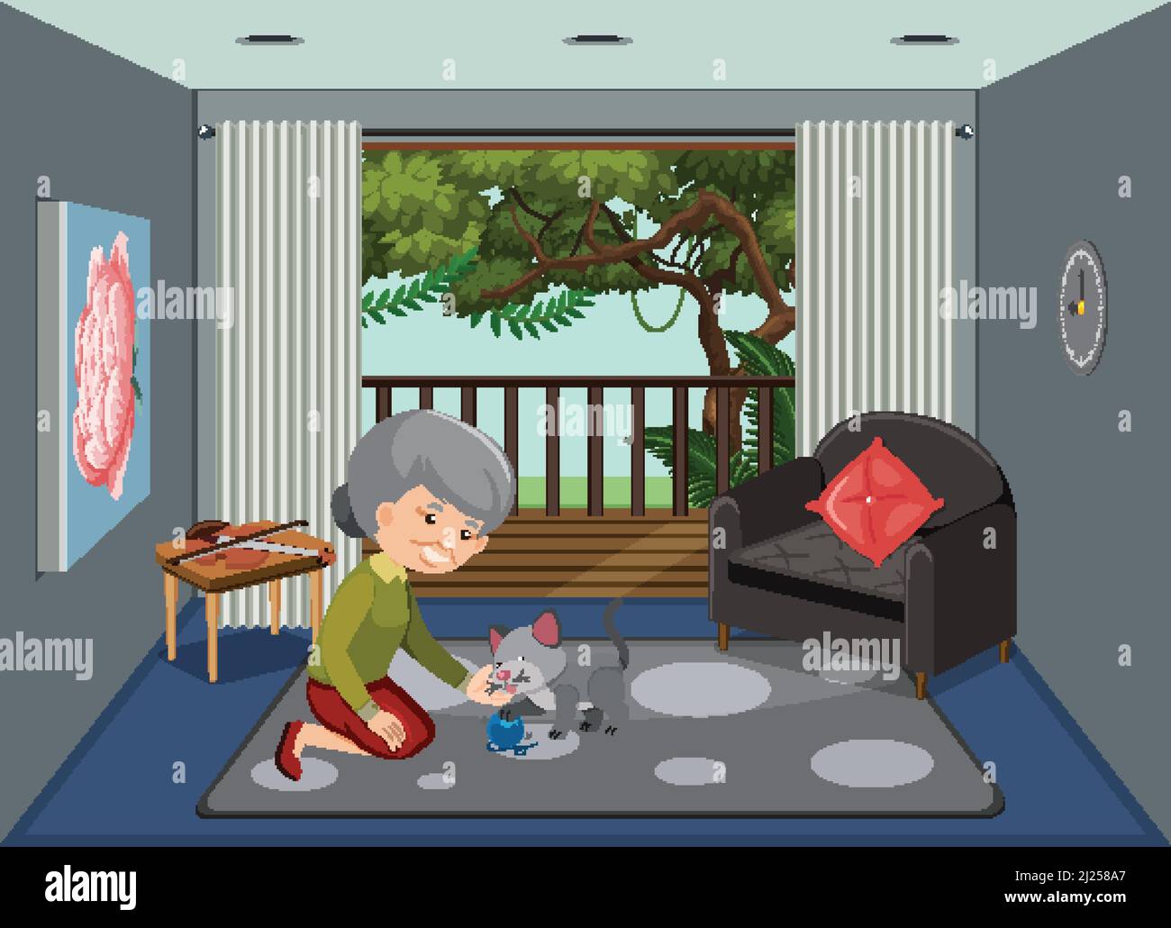 Cute old lady cat Stock Vector Images - Alamy