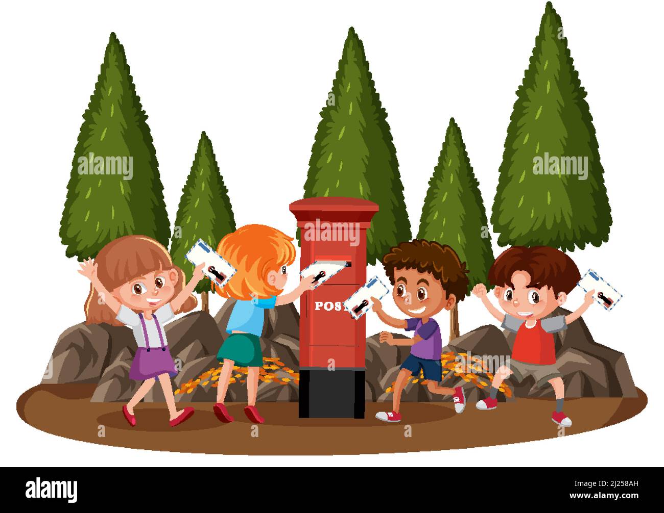 Isolated scene with people cartoon character illustration Stock Vector ...