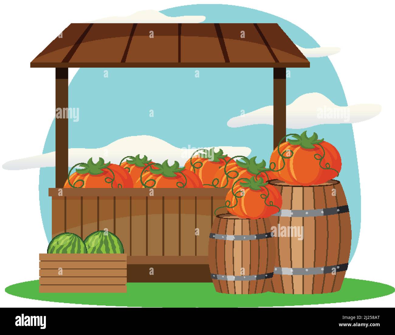 Flea market concept with fruit store illustration Stock Vector Image ...