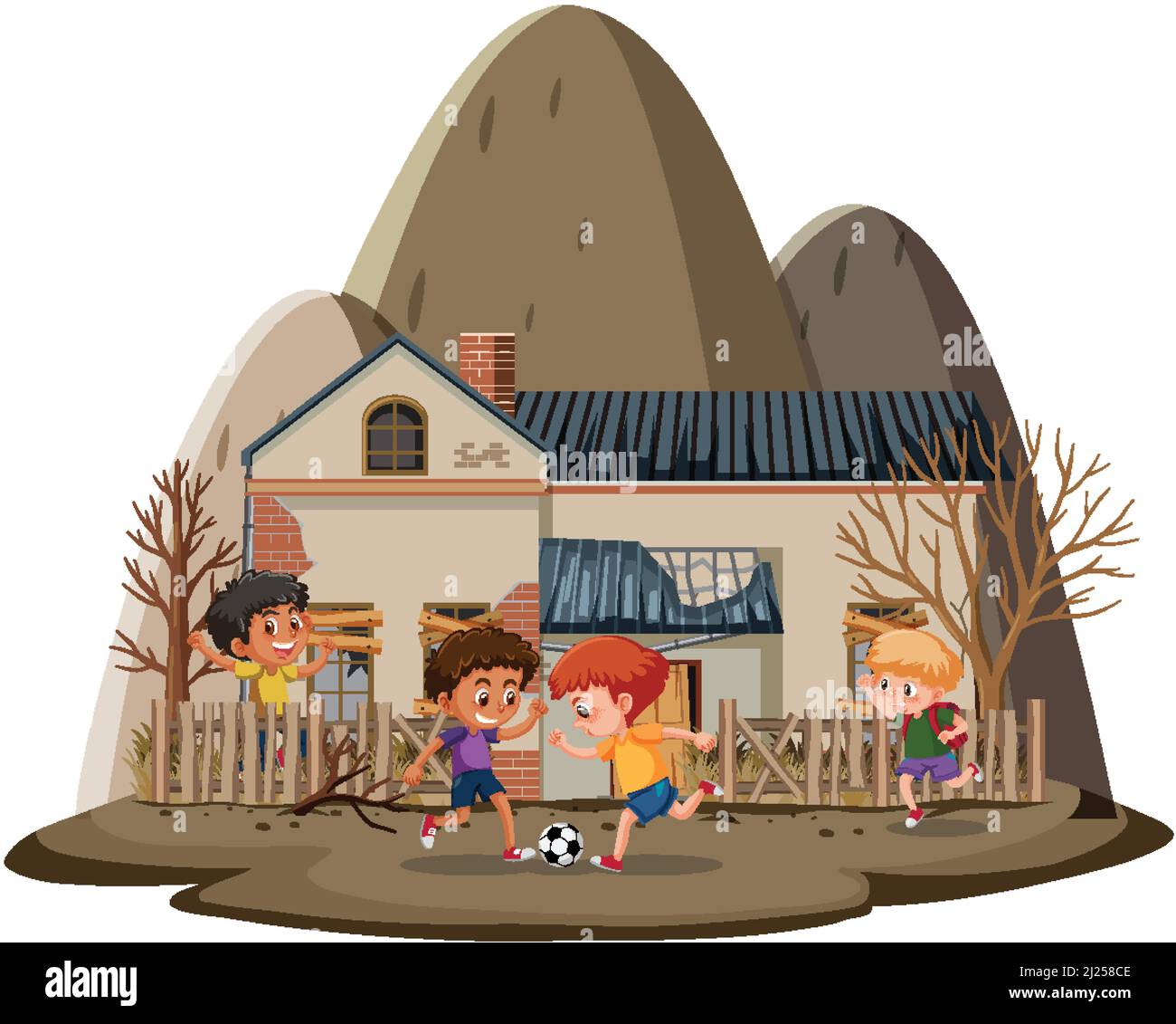 Isolated scene with abandoned house illustration Stock Vector Image ...