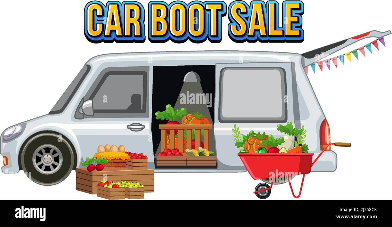 Flea market concept with car boot sale illustration Stock Vector Image ...