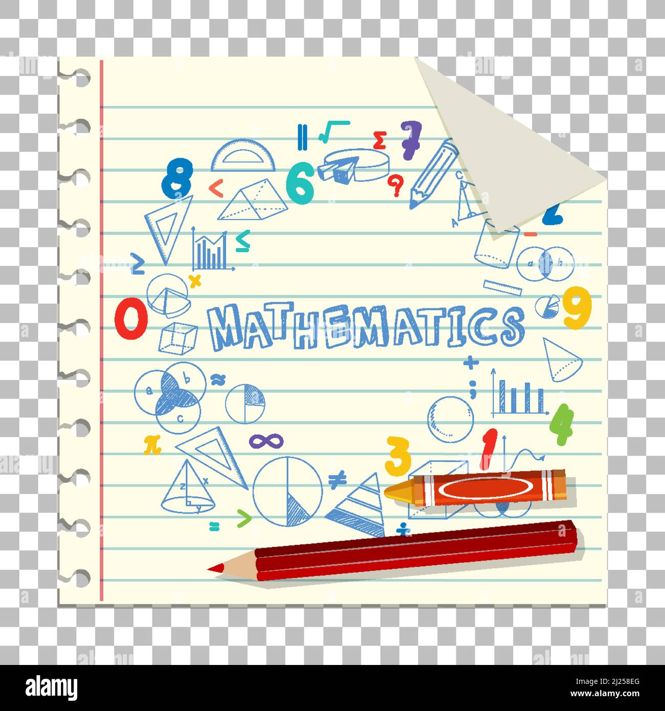 Doodle math formula with Mathematics font on notebook page illustration ...