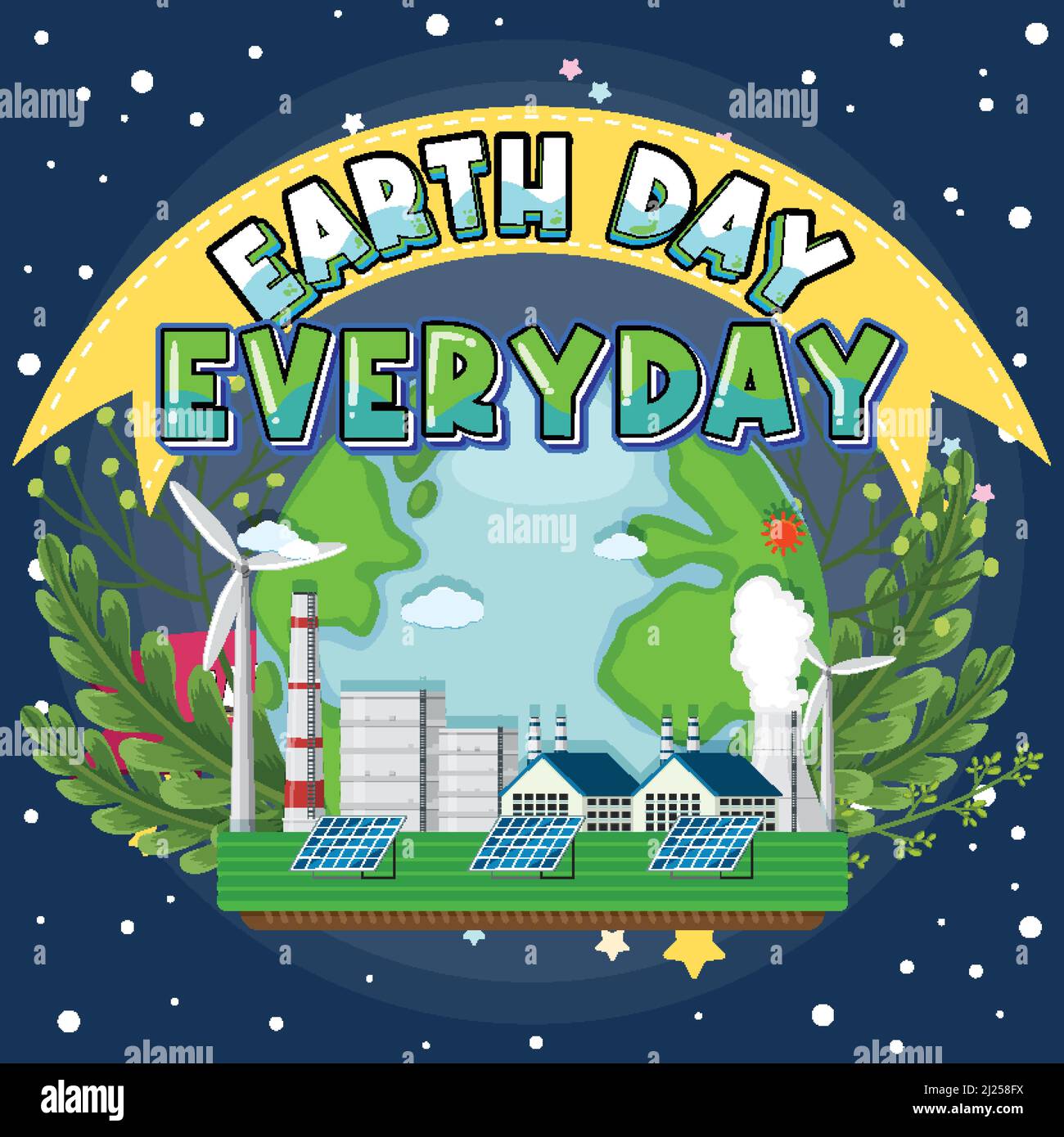 Earth day everyday typography design poster illustration Stock Vector ...