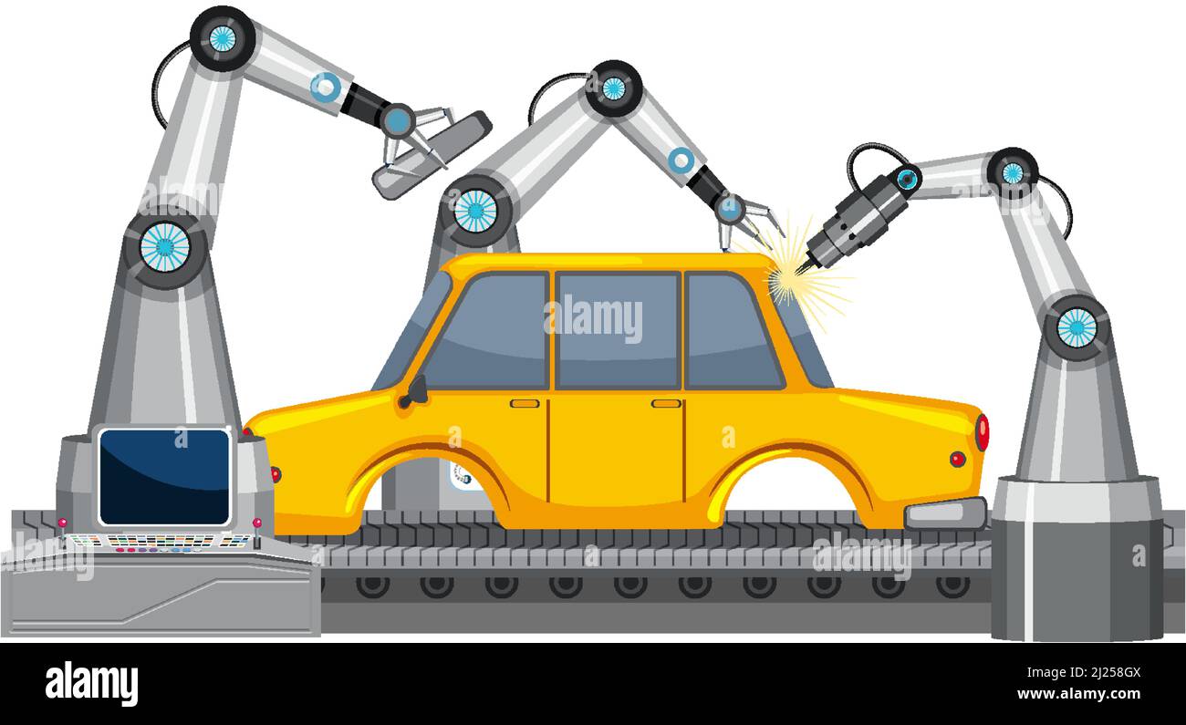 Car manufacturing automation concept illustration Stock Vector Image ...