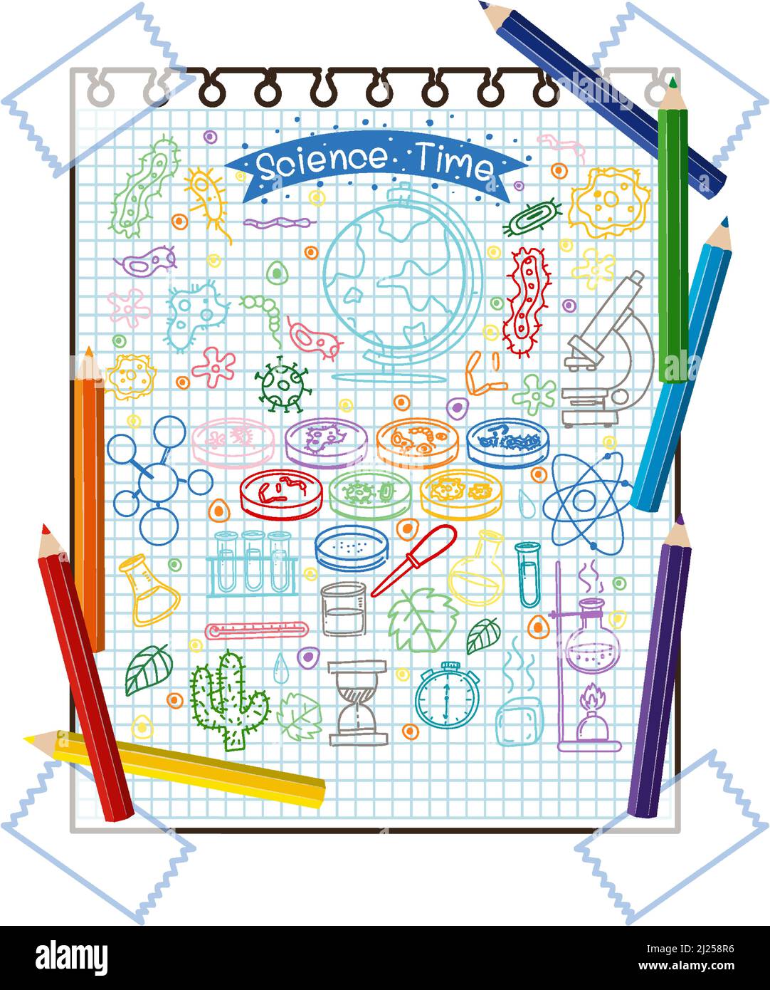 Hand drawn doodle icons on paper illustration Stock Vector Image & Art ...