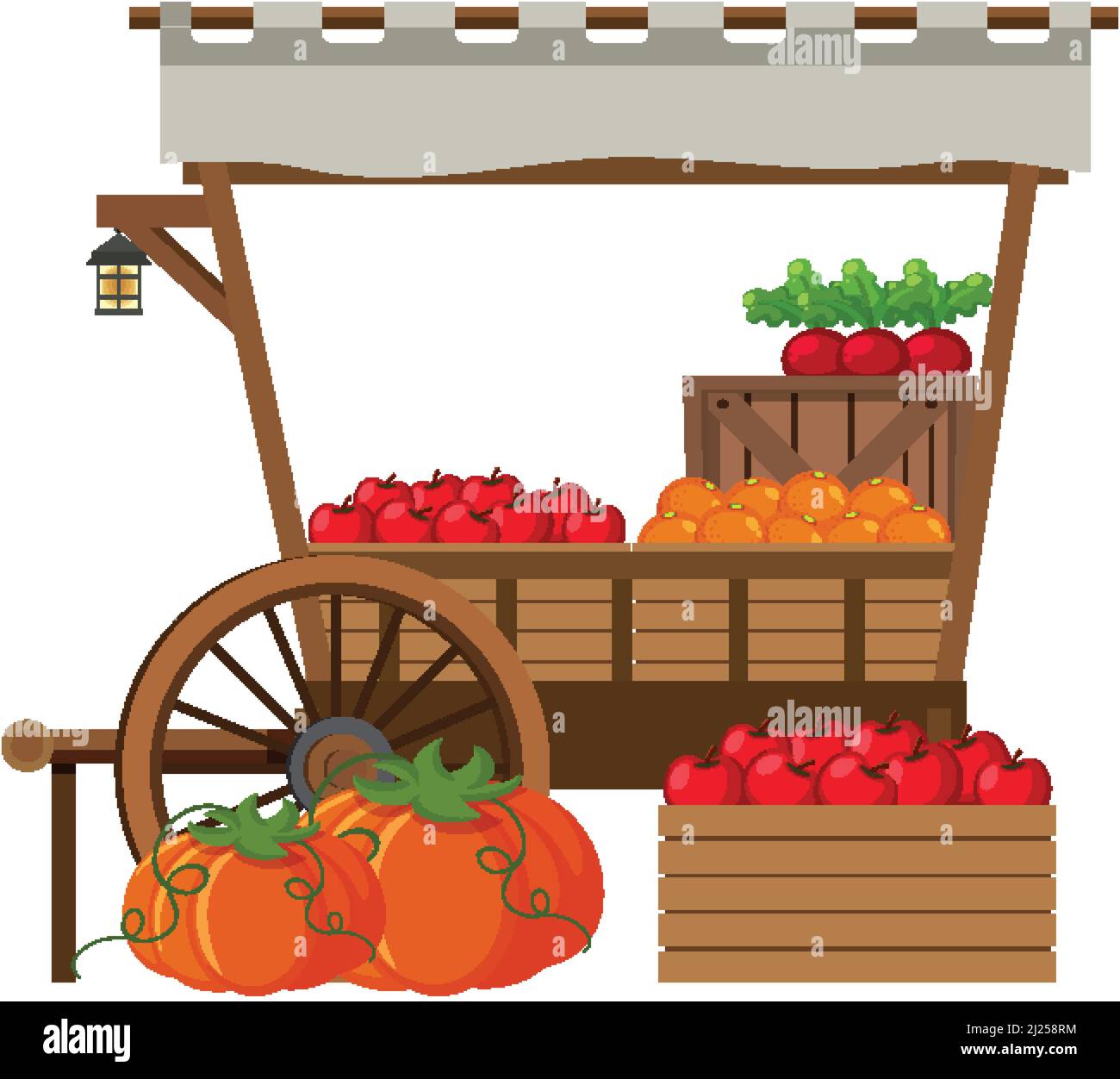 Flea market concept with fruit store illustration Stock Vector Image ...