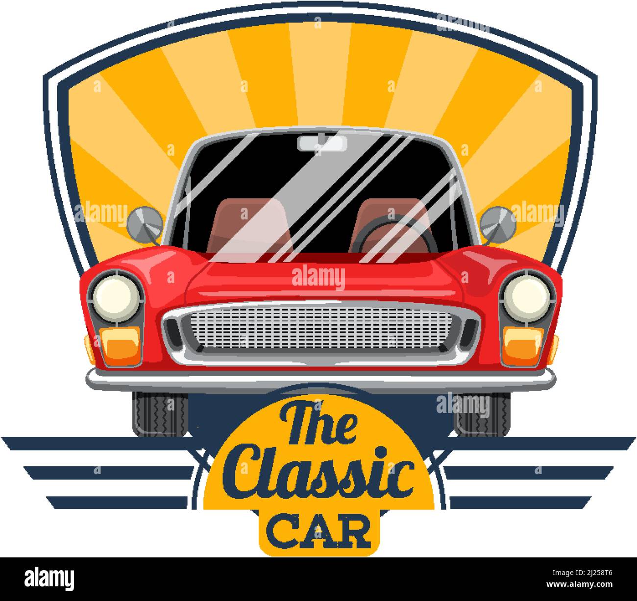 The classic car concept with old car front view illustration Stock ...
