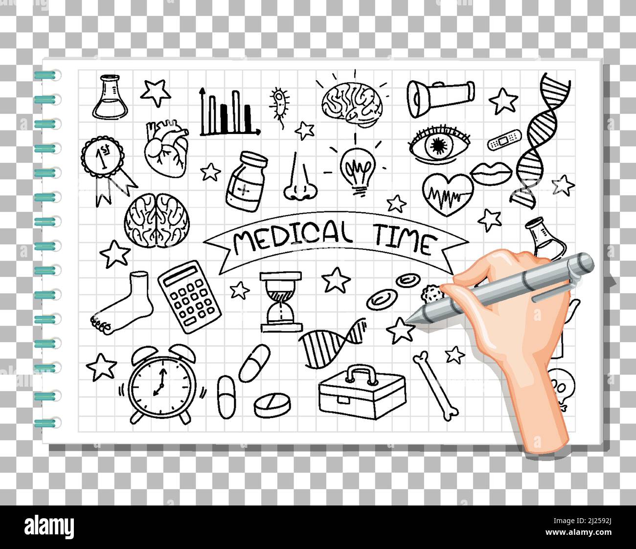 Hand drawn doodle of medical icons illustration Stock Vector Image ...