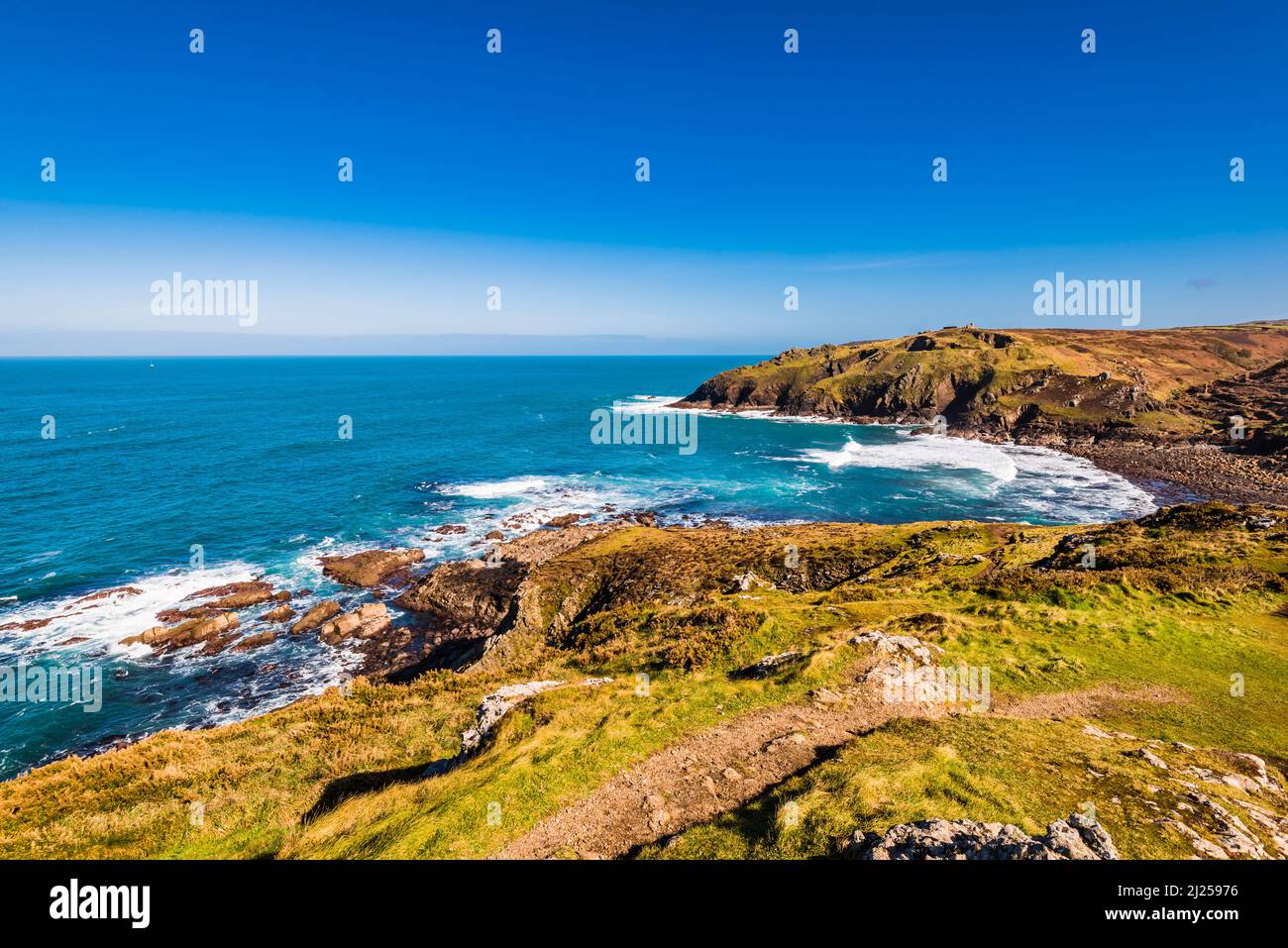 Looking over Porth Ledden from Cape Cornwall, near Land's End, Penzance ...