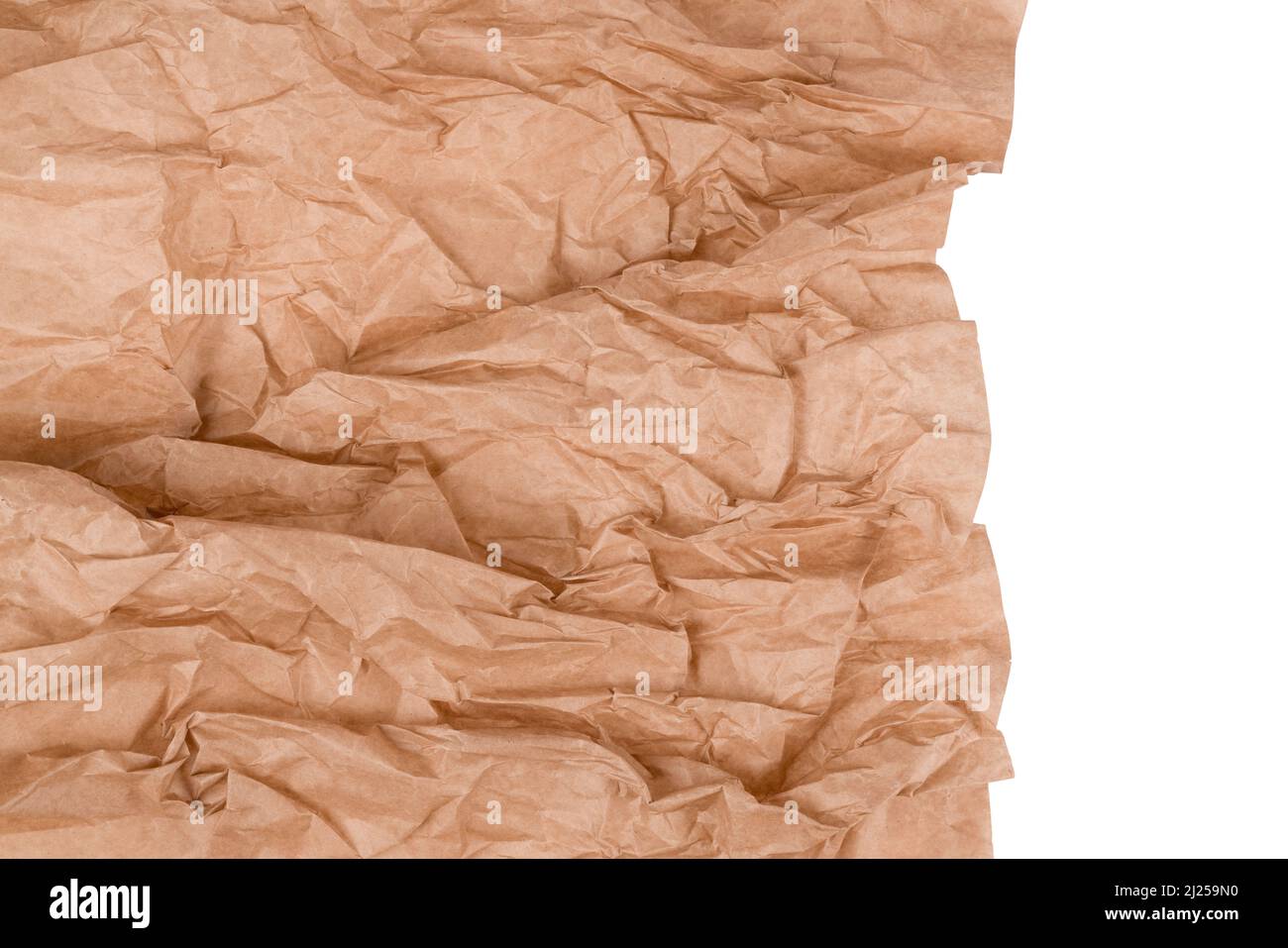 Wrapped kraft paper or baking parchment isolated on white background ...