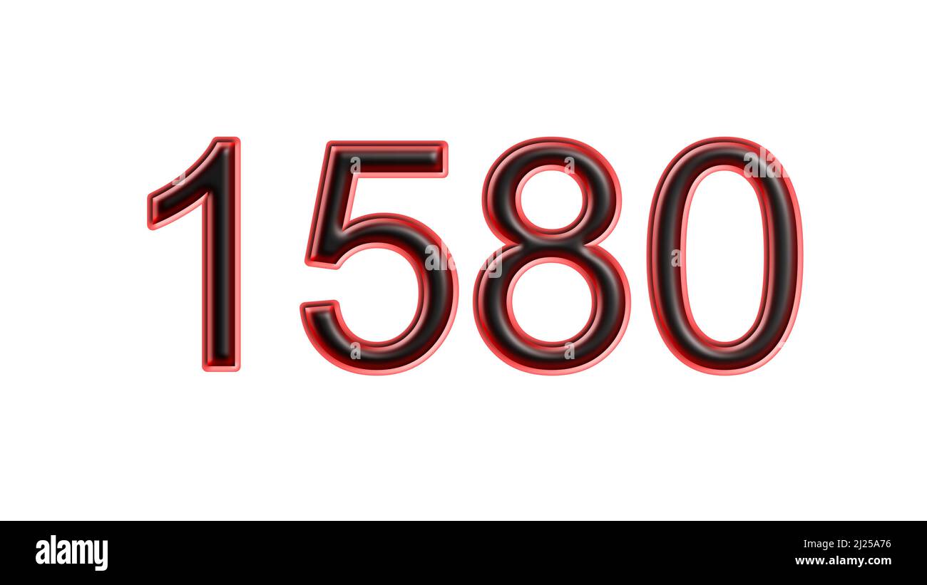 red 1580 number 3d effect white background Stock Photo - Alamy