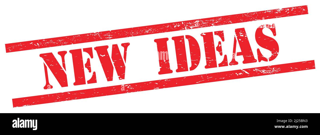 NEW IDEAS text on red grungy rectangle vintage stamp Stock Photo - Alamy