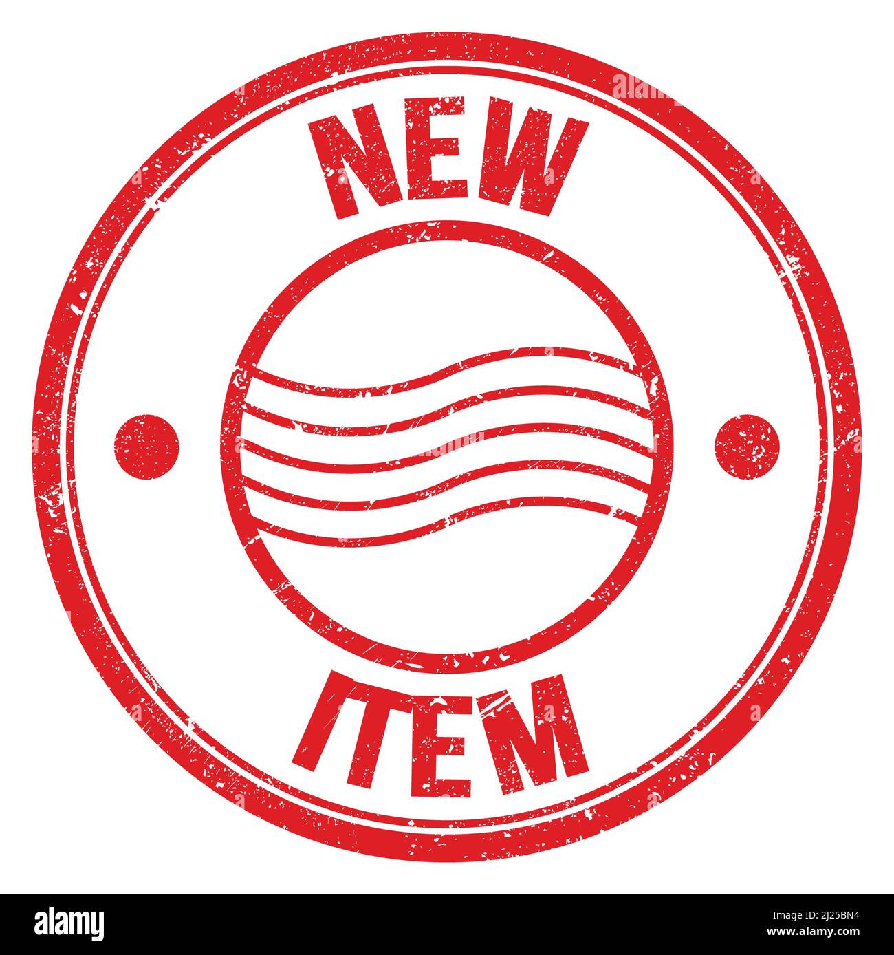 NEW ITEM text written on red round postal stamp sign Stock Photo - Alamy