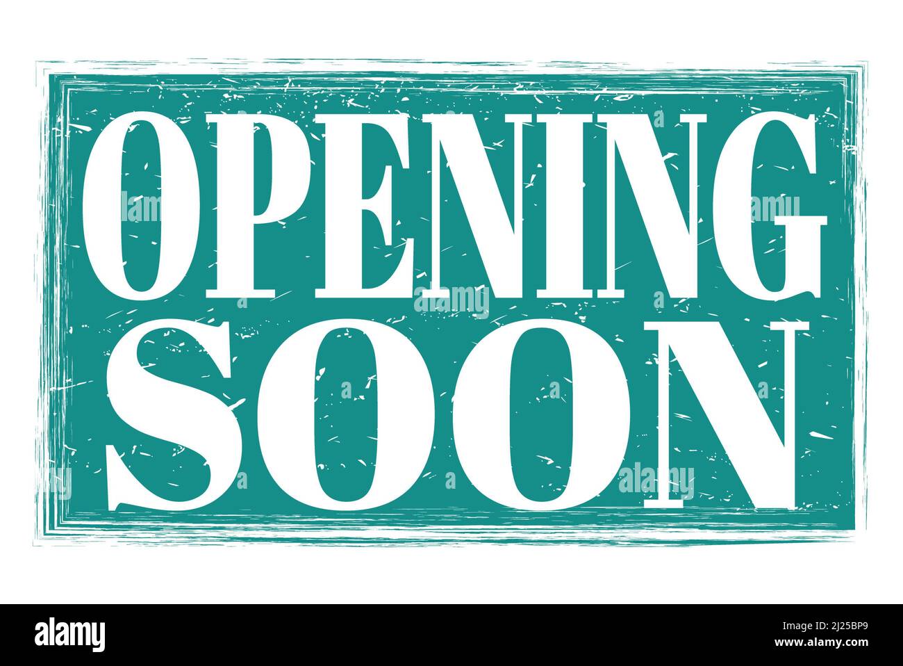 OPENING SOON, words written on blue grungy stamp sign Stock Photo - Alamy