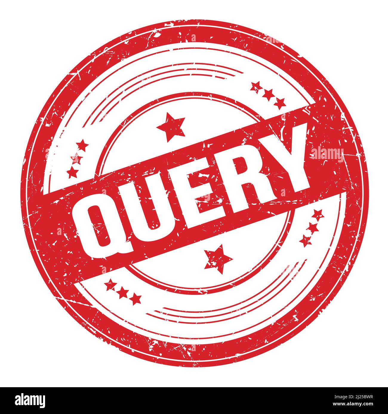 QUERY text on red round grungy texture stamp Stock Photo - Alamy