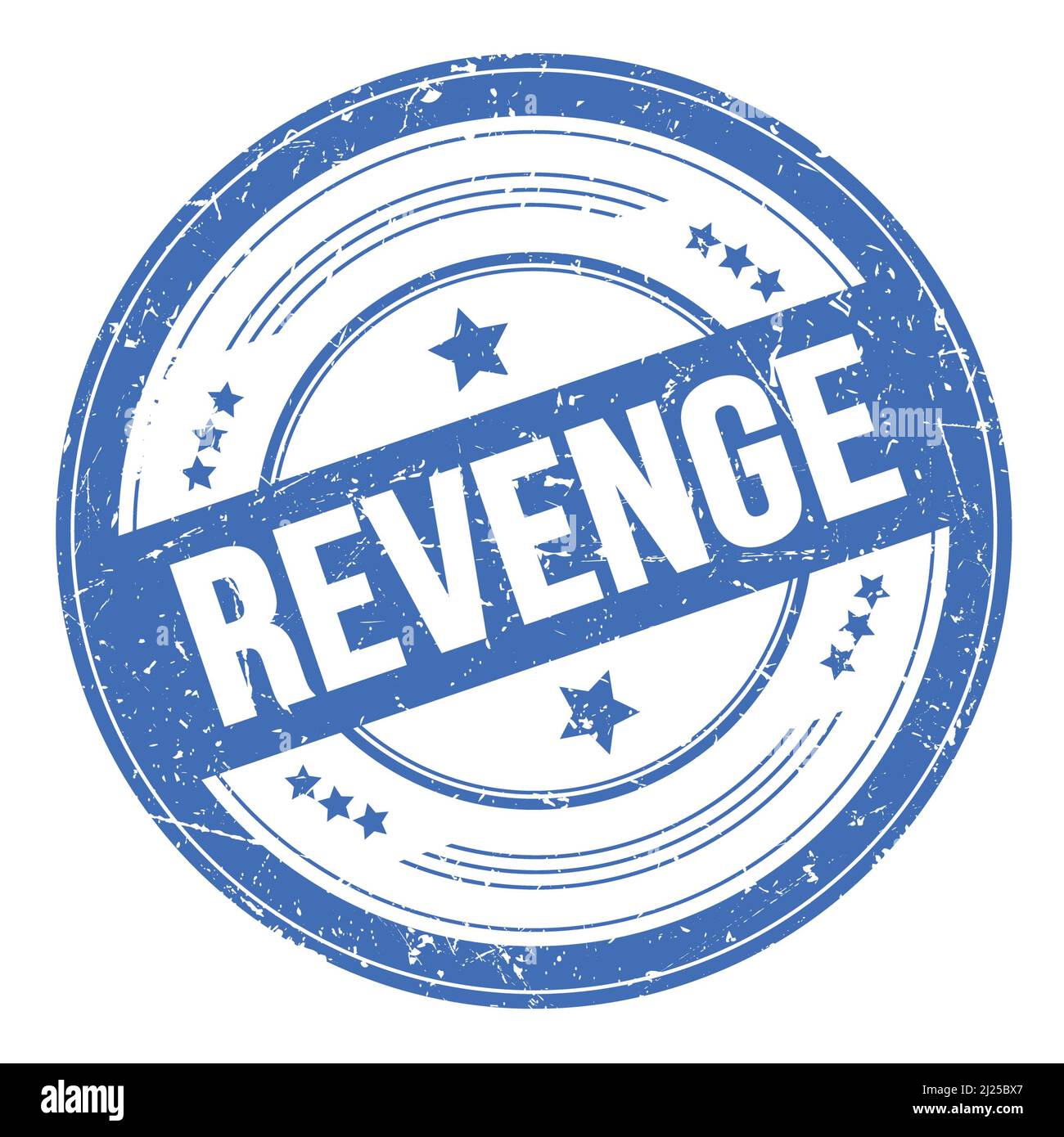 REVENGE text on blue round grungy texture stamp Stock Photo - Alamy