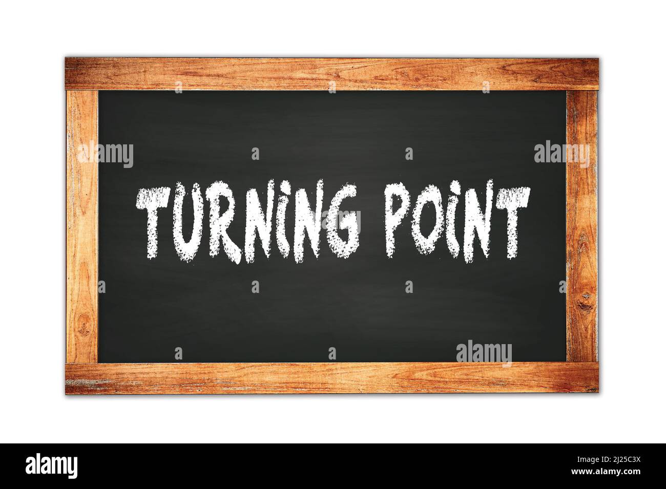 TURNING POINT text written on black wooden frame school blackboard ...