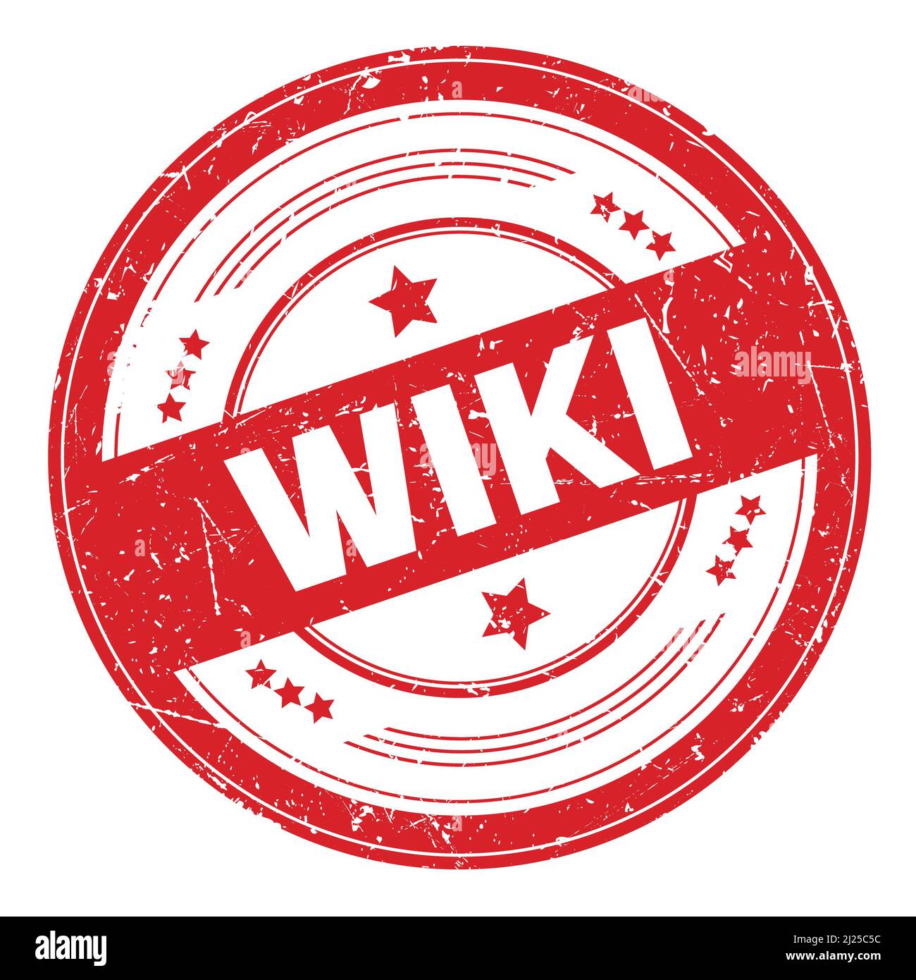 WIKI text on red round grungy texture stamp Stock Photo - Alamy