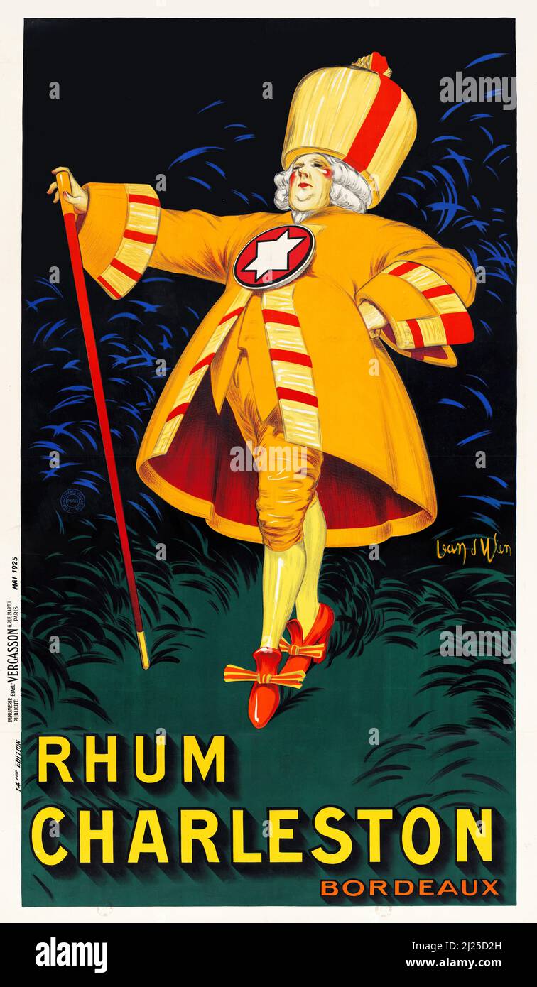 Vintage advertisement by Jean d'Ylen - Rhum Charleston, Bordeaux (1925 ...