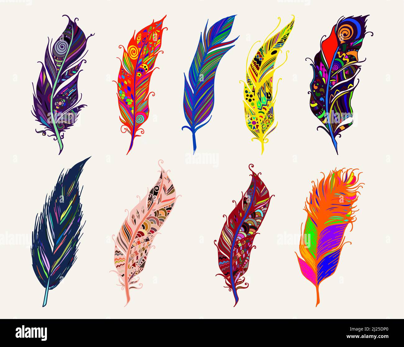 Colorful Feather Set Vector Illustration Stock Vector Image & Art - Alamy