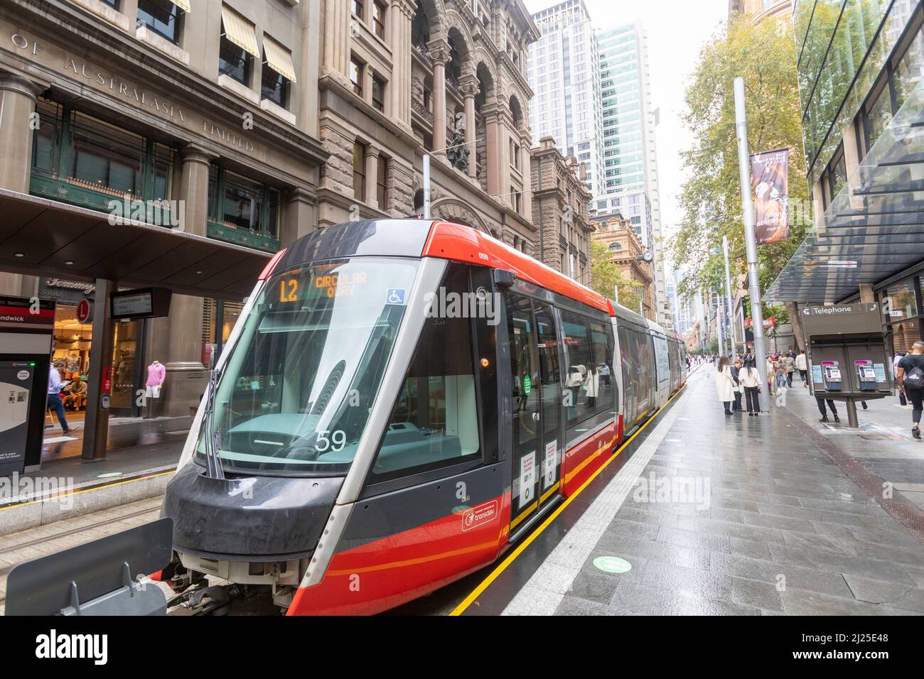 Sydney light rail train carriage travelling along George Street in the ...