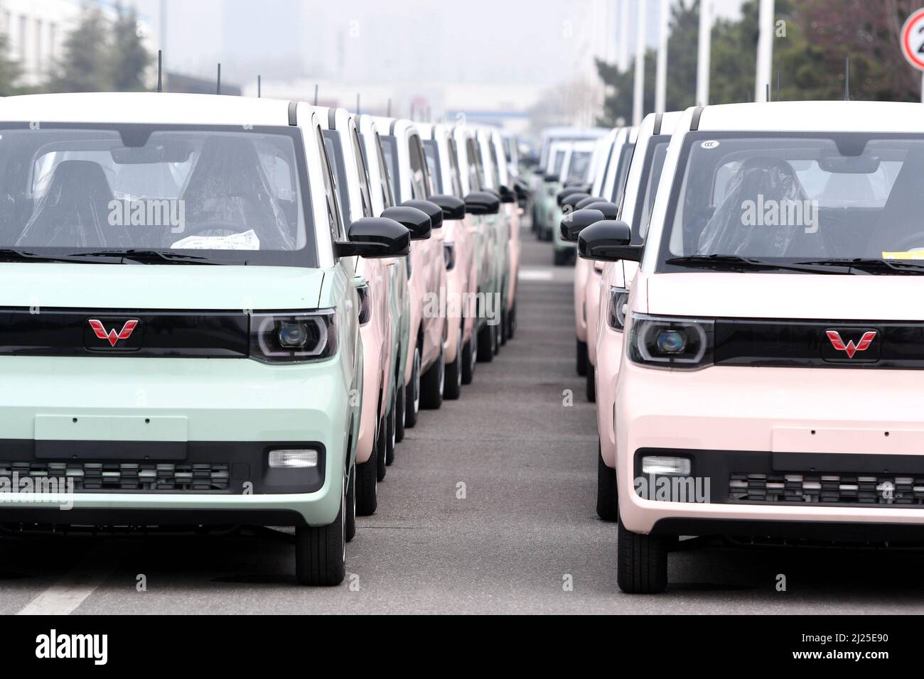 QINGDAO, CHINA - MARCH 30, 2022 - New energy vehicles are seen in a ...