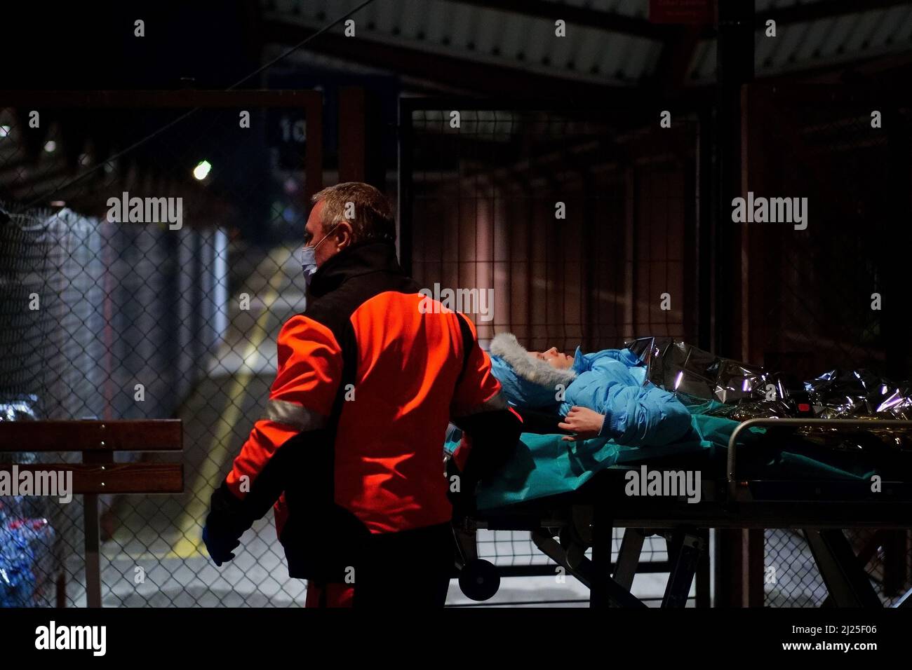 Polish medics transfer disabled and vulnerable children from a train at ...