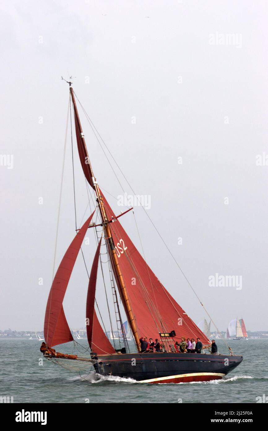 Pilot Cutter Jolie Brise in the 2005 Small Ships race, off Cowes Stock ...
