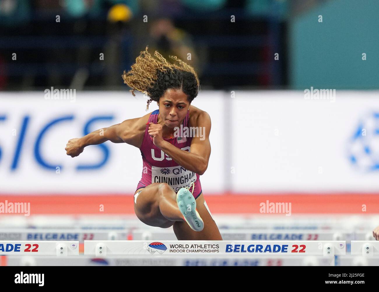 Gabriele Cunningham participating in the Belgrade 2022 World Indoor ...