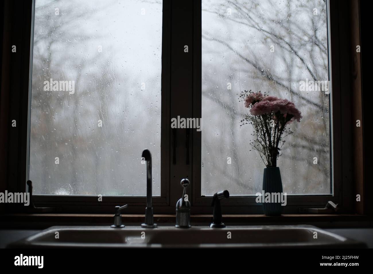 A gloomy rainy day through the window Stock Photo - Alamy
