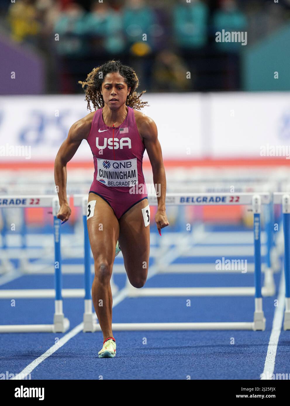 Gabriele Cunningham participating in the Belgrade 2022 World Indoor ...