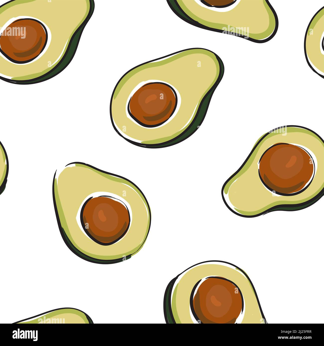 Seamless Pattern With Avocado On A White Background Stock Vector Illustration Stock Vector