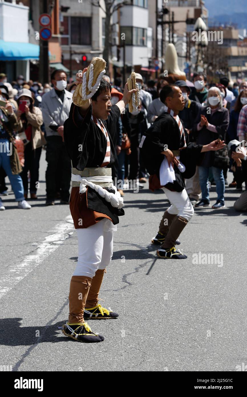 iida, nagano, japan, 2022/27/03, participants in the famous festival ...