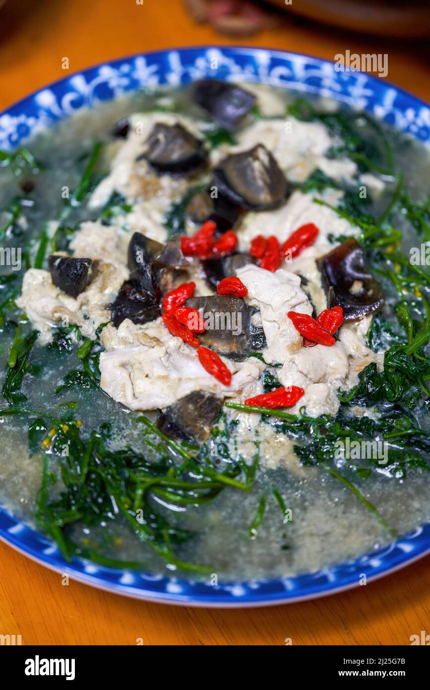 Soup with wolfberry leaves hi-res stock photography and images - Alamy