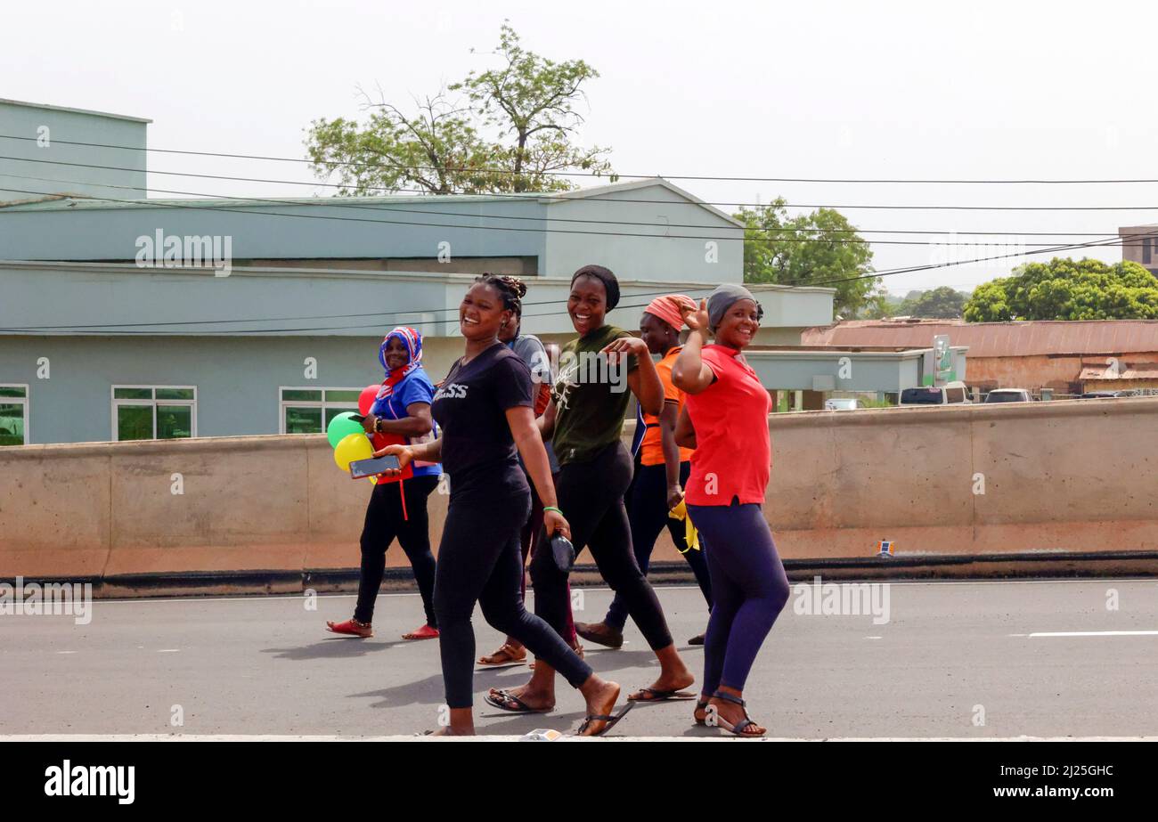 Tamale, Ghana. 29th Mar, 2022. Residents celebrate the commissioning of ...