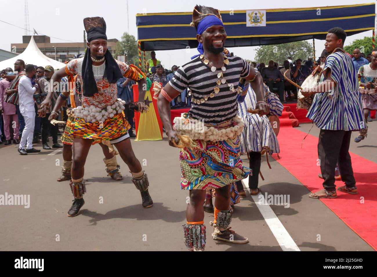 Tamale, Ghana. 29th Mar, 2022. Residents in traditional costumes dance ...