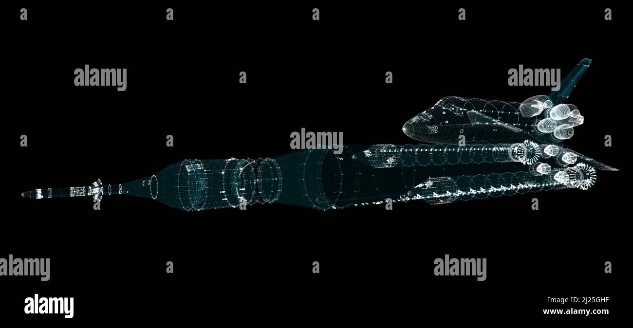 Abstract space rocket and shuttle. All of the particles Stock Photo - Alamy