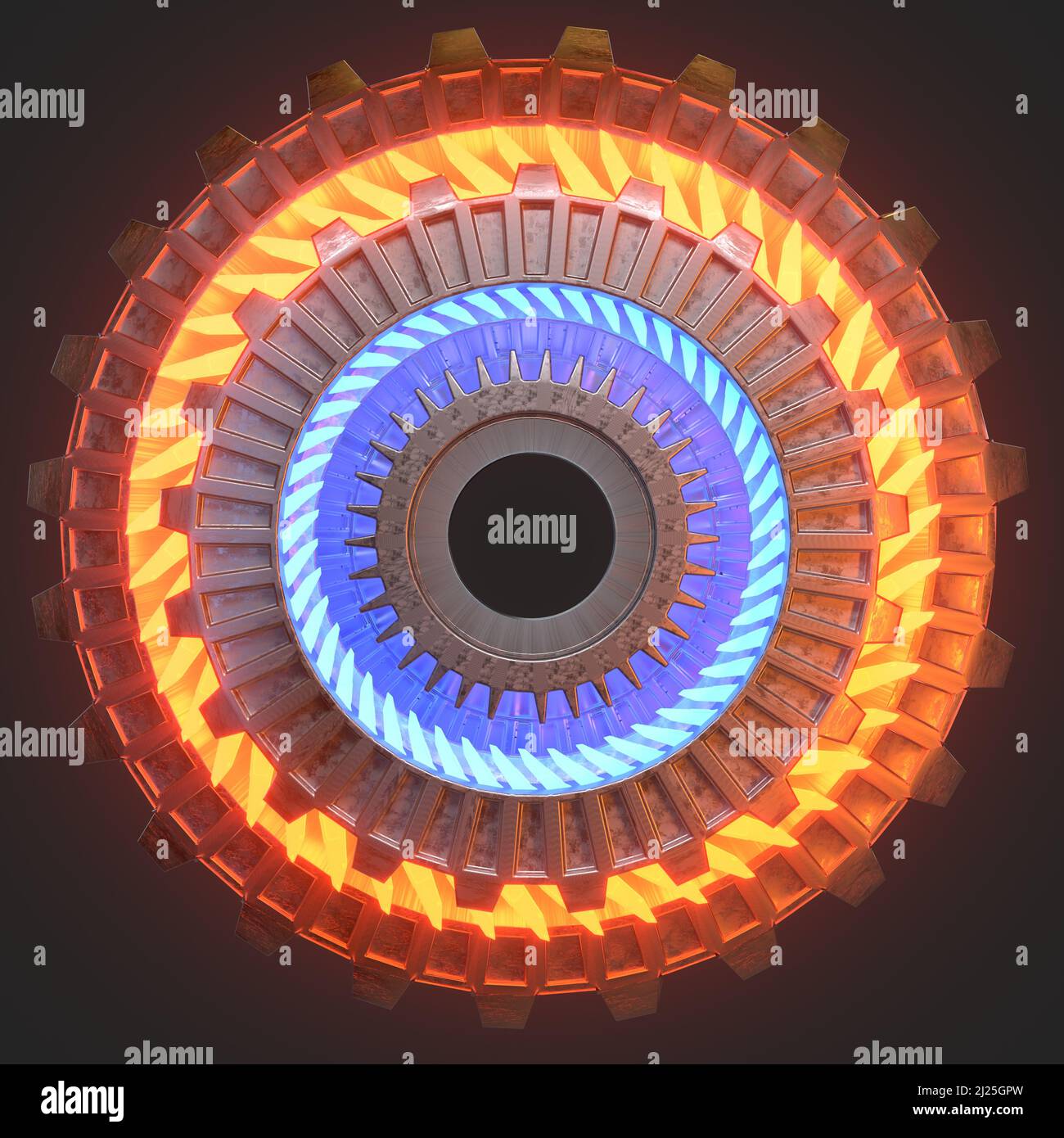 3d illustration render of glowing metallic industrial cog wheel Stock ...